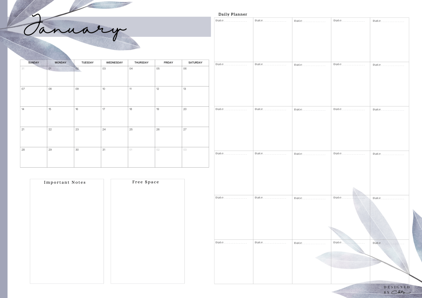 Free, Printable, High Res. 2024 Planner – Designed by CKB